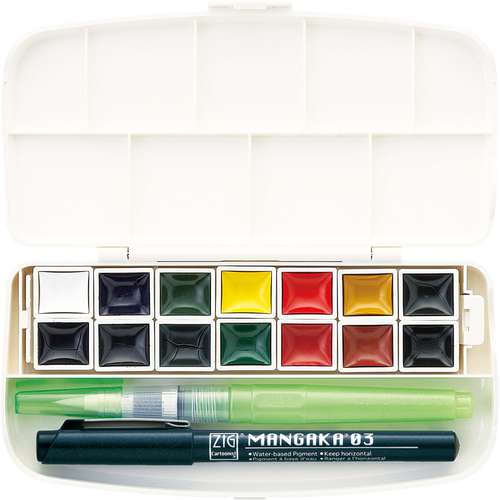 Kuretake | ZIG® Transparent Watercolor set — 14 pans + 2 pens | 50,000 ...